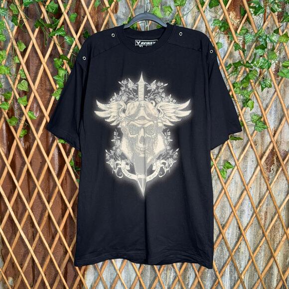 Avirex | Shirts | Vintage Y2k Avirex Rhinestone Skull Wings 0s Grunge ...